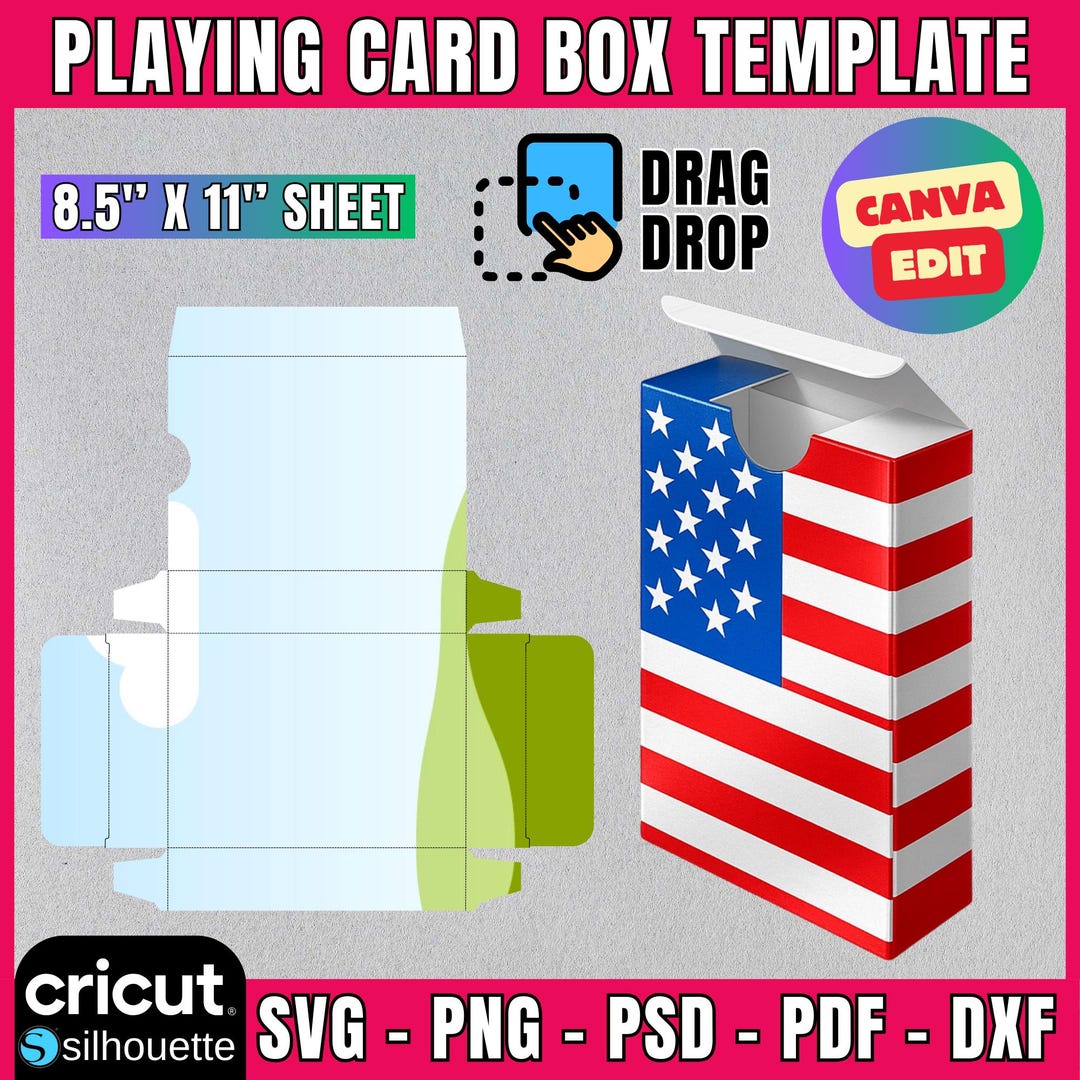 Playing Card Box Template Svg, Box Svg, Box Template Svg, Gift Box ...