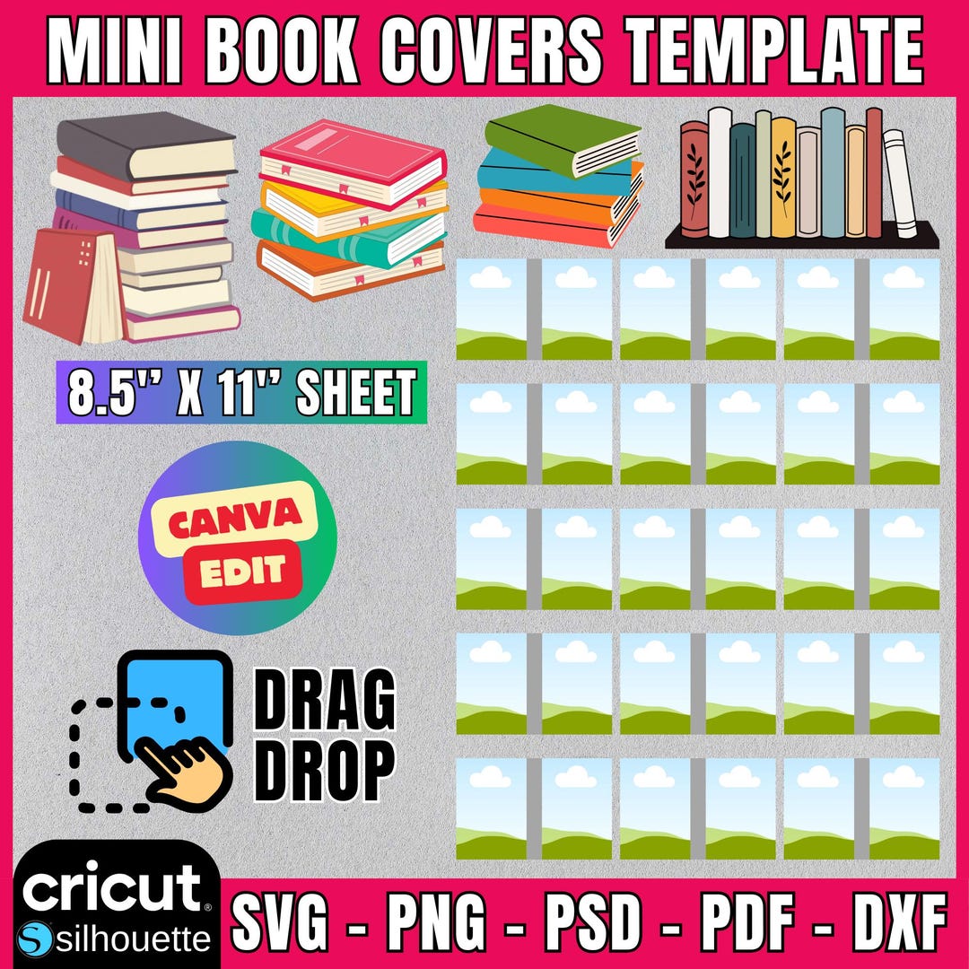Mini Book Covers Template, Miniature Books for Decor, Tiny Book DIY ...