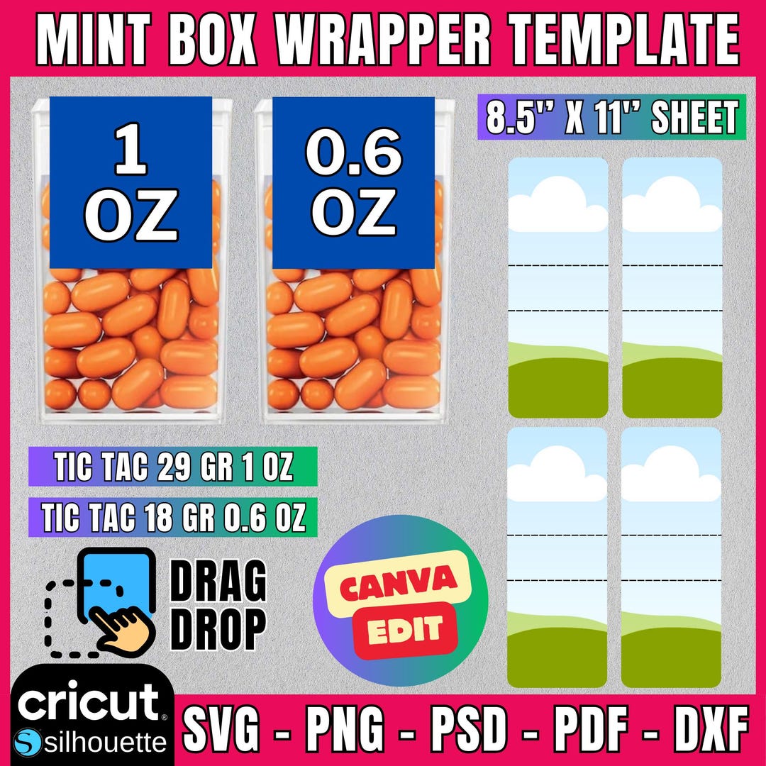 2 Size, Mint Label Template, Mint Sticker Label, Mint Box Wrapper ...