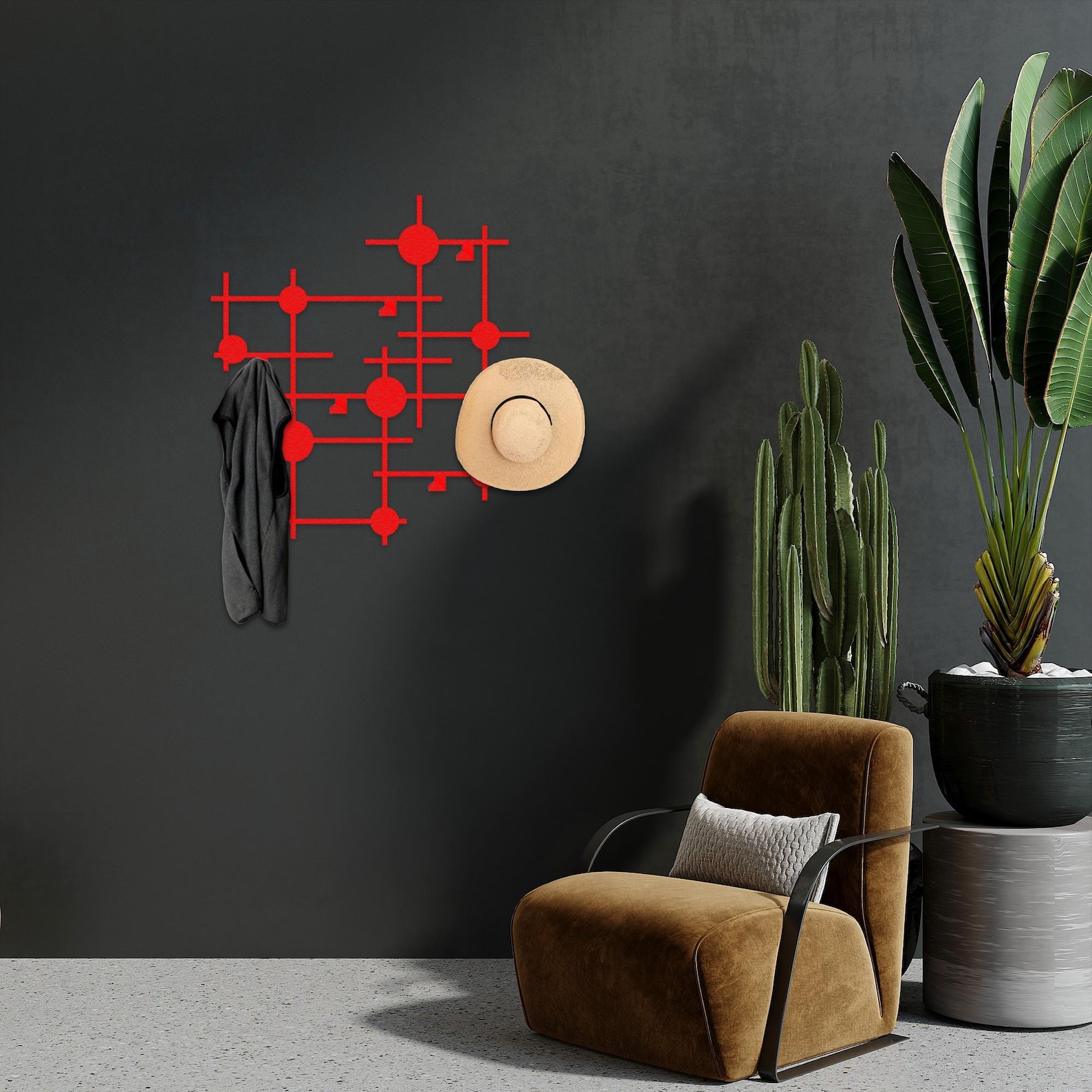 Abstract Circle Wall Coat Rack, Decorative Hooks , Modern Coat ...