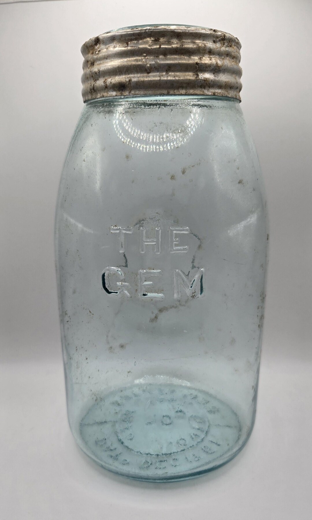 Half Gallon, Aqua, the Gem two Lines Hourglass on Reverse Jar. - Etsy