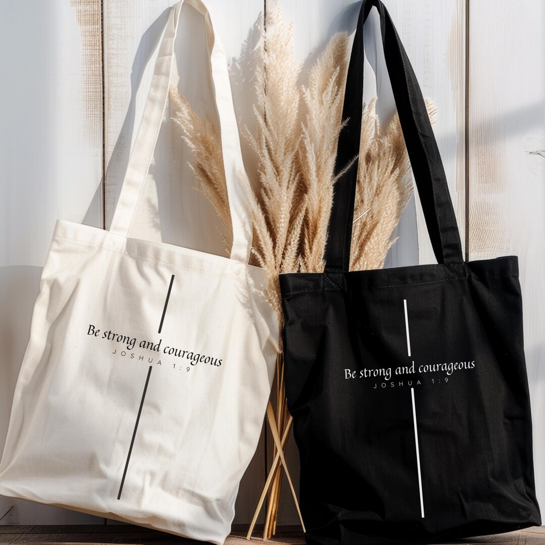 Group Christian Tote Bag for Pastors Bible Verse Joshua 1:9 Be Strong ...