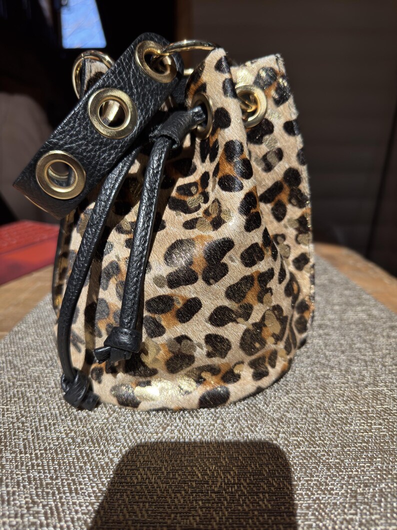 Leopard Print Bucket Bag, Animal Print Handbag, Trendy Crossbody Purse ...