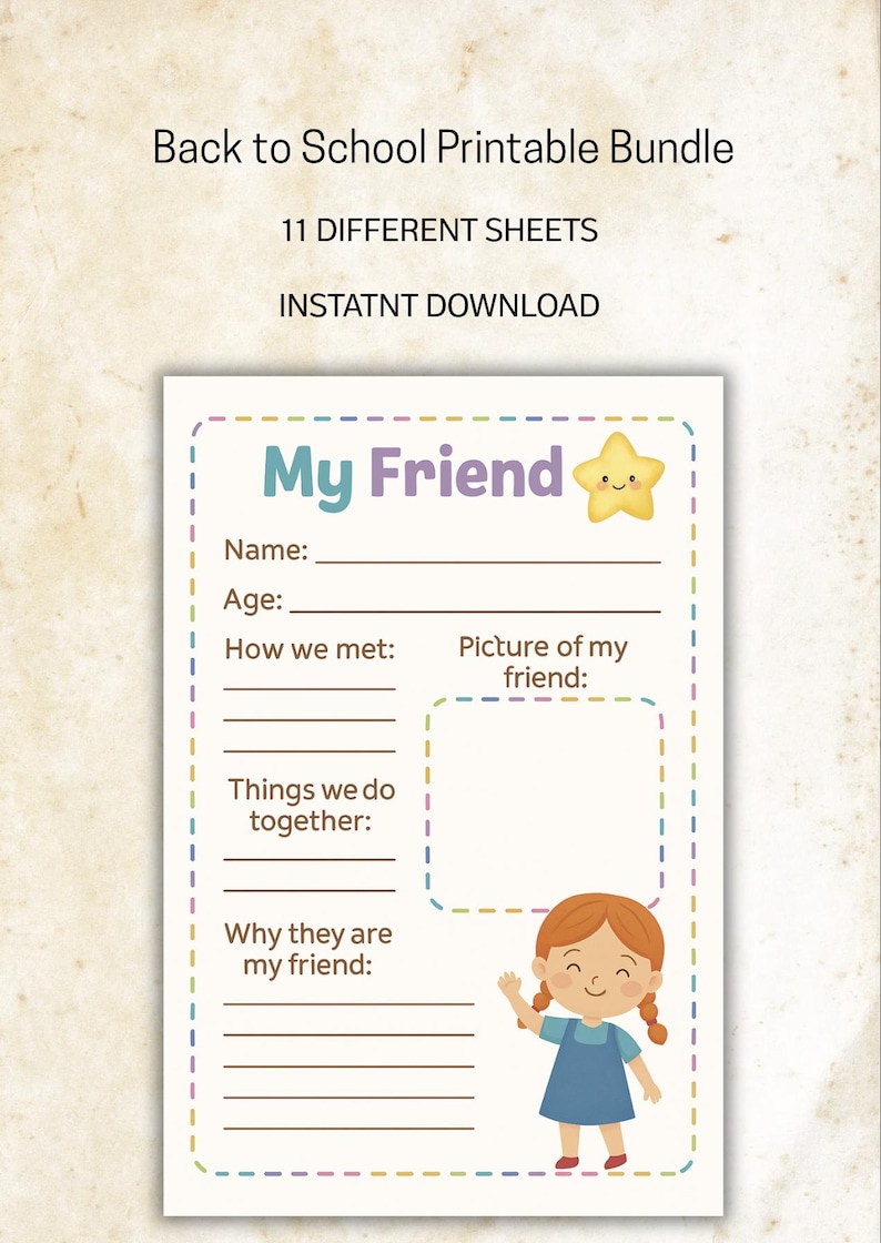 First Day of School Printable Bundle: Kindergarten Worksheets (PDF ...