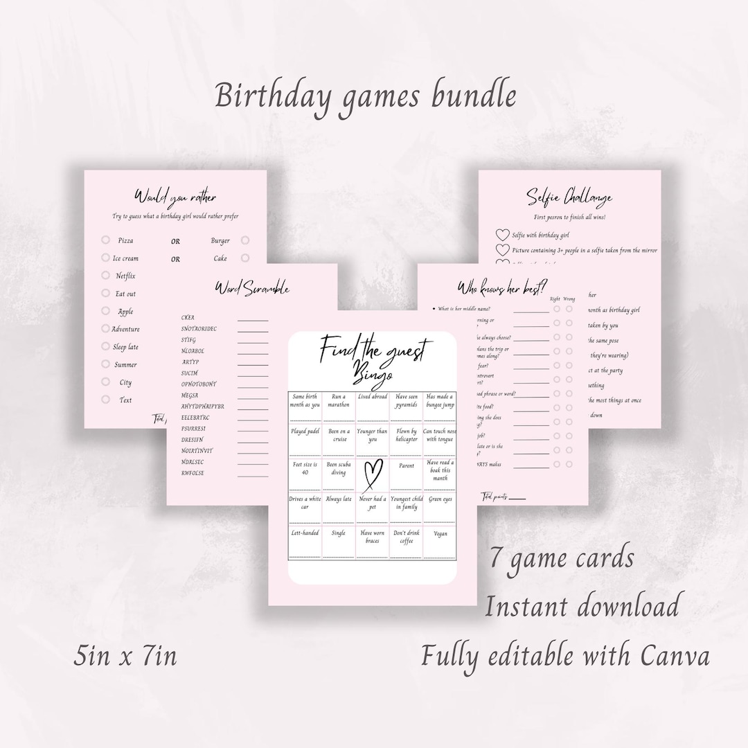 Printable Birthday Party Games Bundle | Fun Birthday Activities for ...