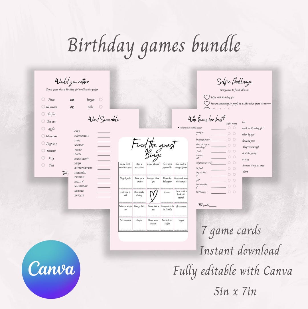 Birthday Party Games Bundle: Printable Icebreakers & Challenges ...
