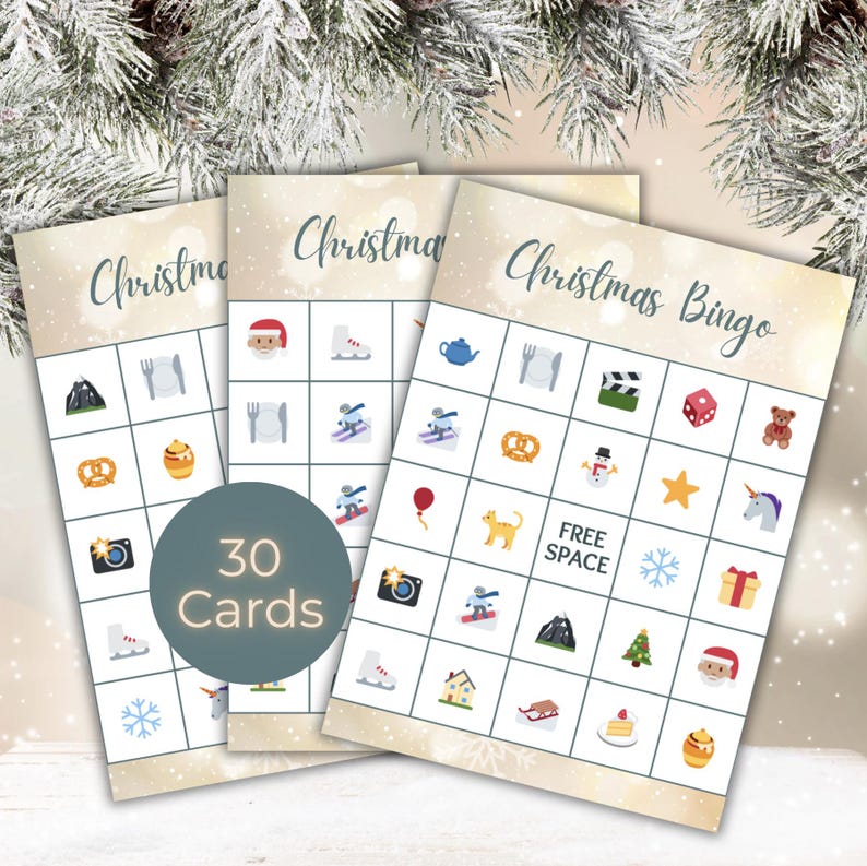 Christmas Bingo Game Printable: 30 Unique Cards, Holiday Family Fun ...