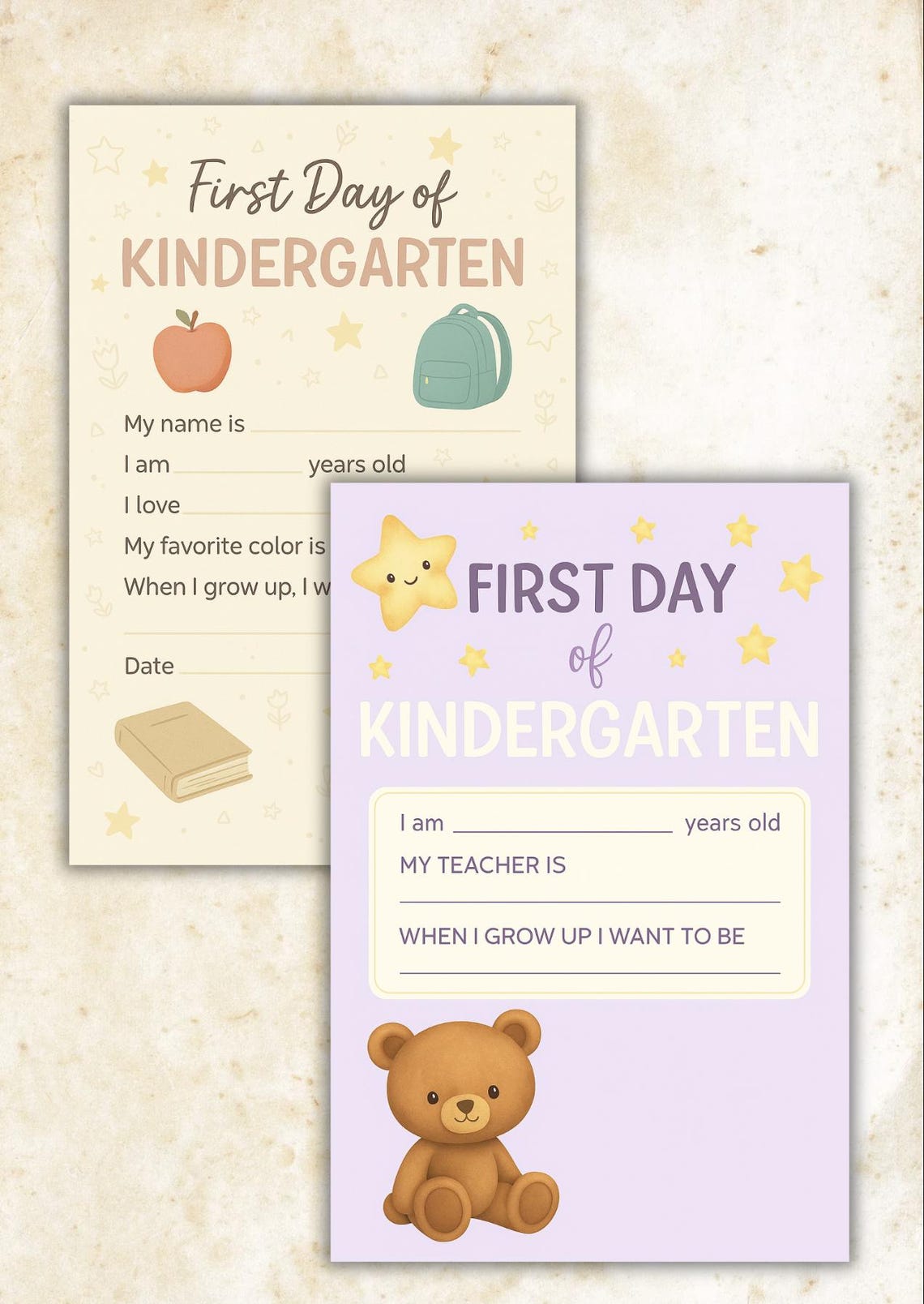 First Day of School Printable Bundle: Kindergarten Worksheets (PDF ...