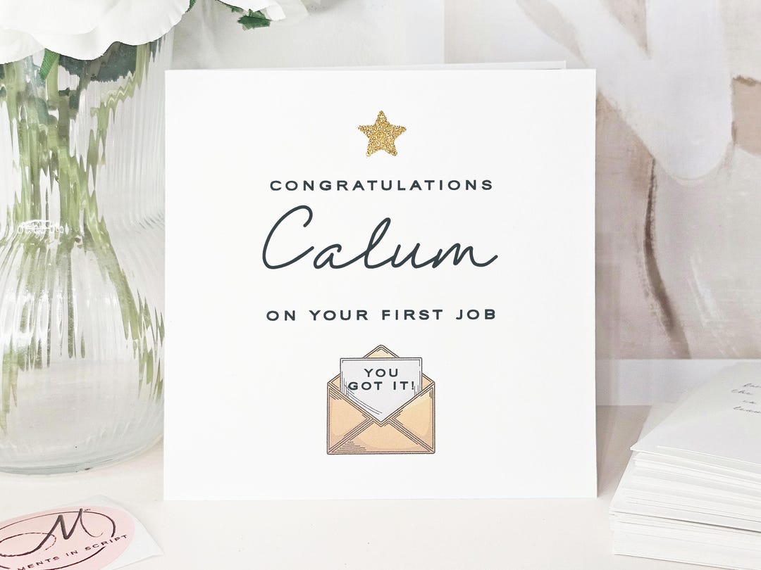 Luxury Handmade Congratulations First Job Card: Biodegradable Glitter ...