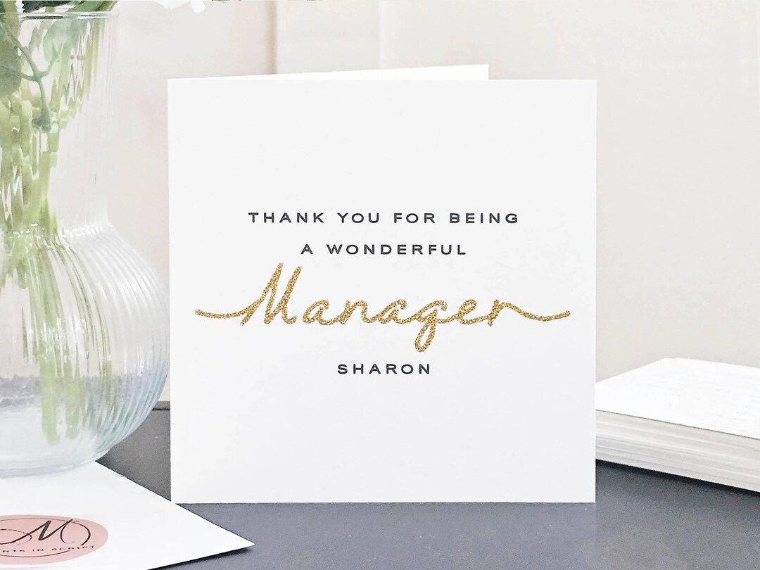 Luxury Personalised Gold Glitter Thank You Card for Manager/boss - Etsy