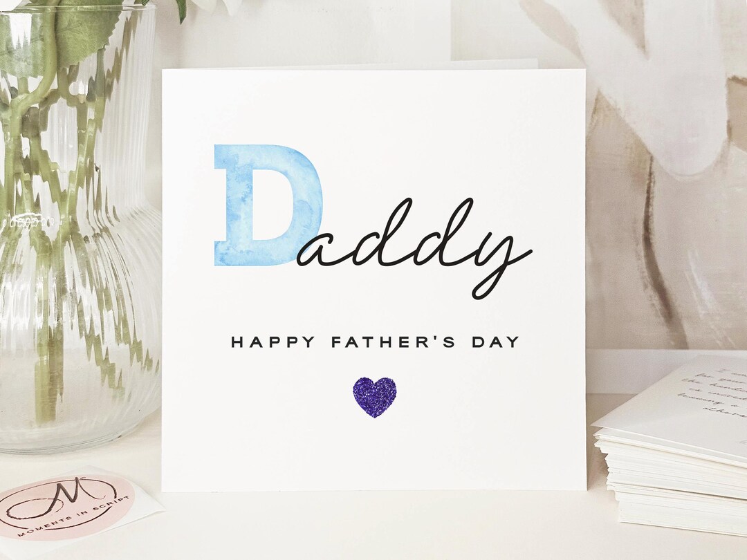 Luxury Handmade Blue Glitter Heart Father's Day Card for Daddy - Etsy
