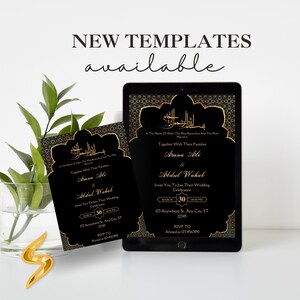 Muslim Wedding Invitation Nikkah Invitation Black Gold Theme Invite ...