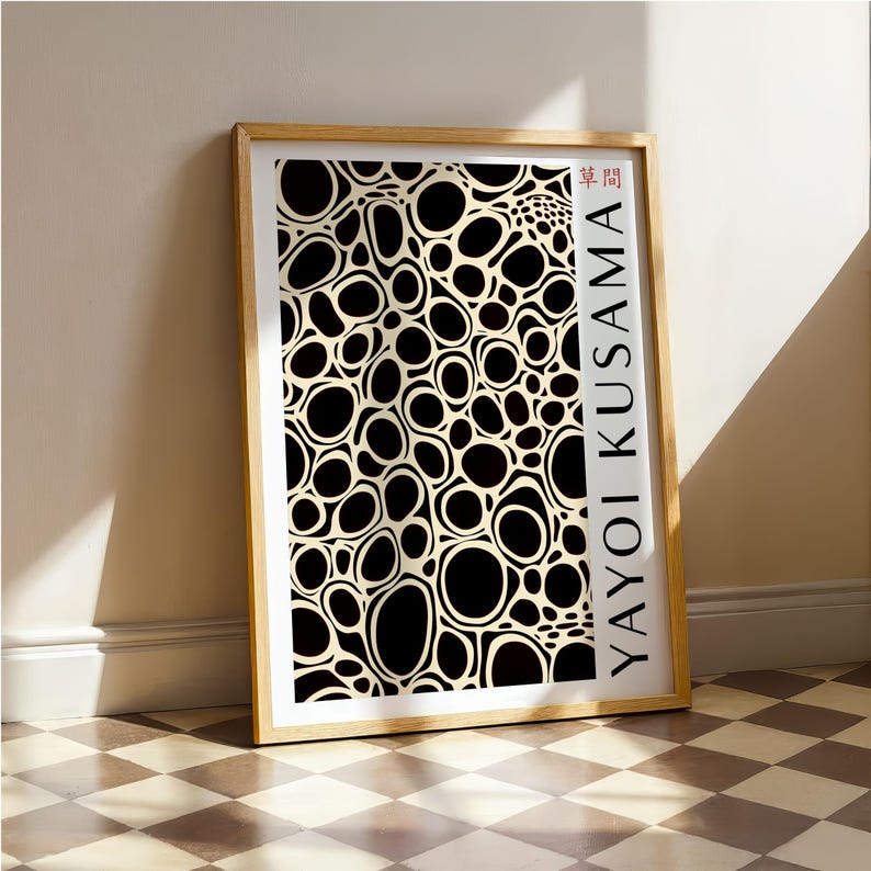 Yayoi Kusama Dotted Pattern Abstract Wall Art | Modern Bedroom Poster ...
