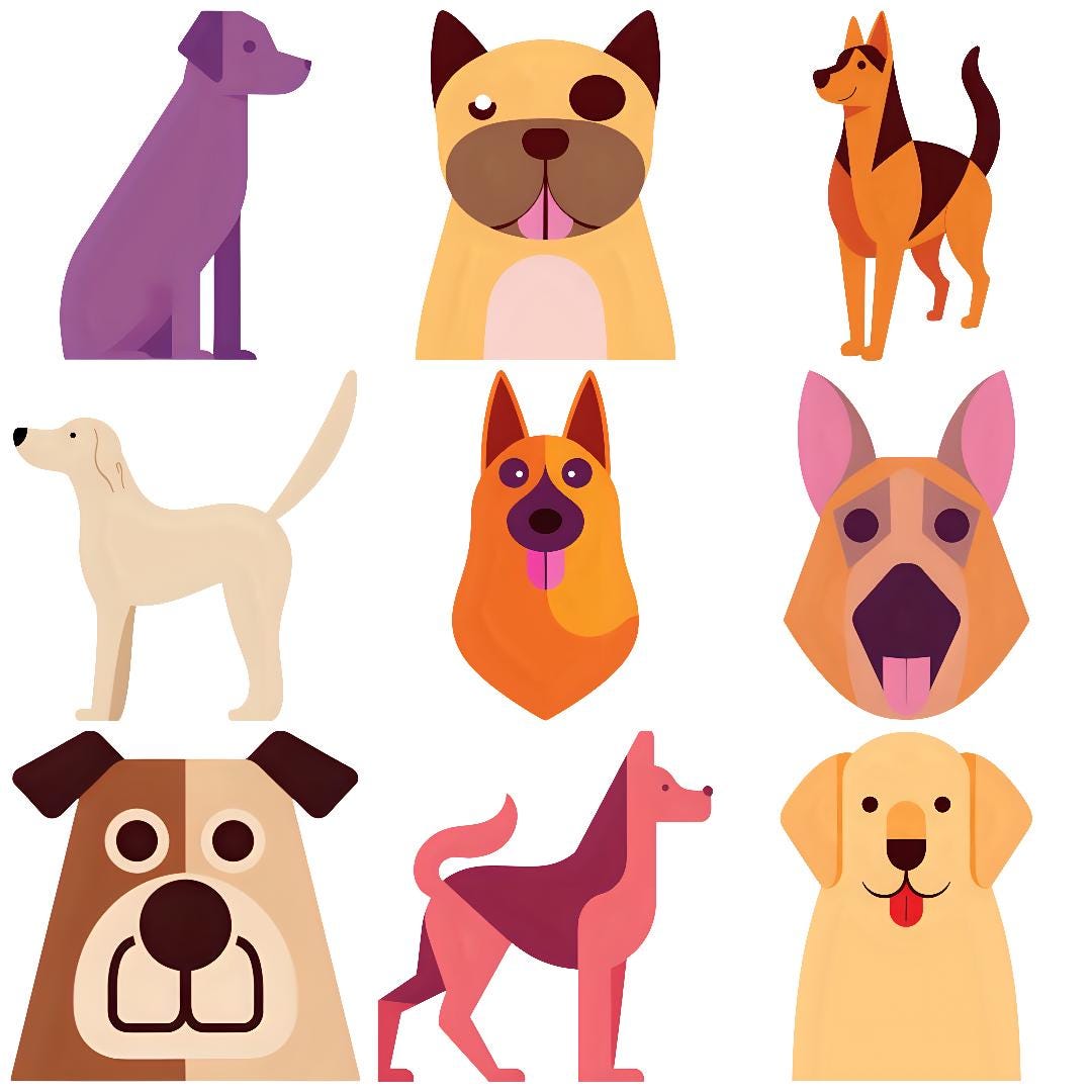 26 Simple Dog SVG/PNG Geometric Bundle - Etsy
