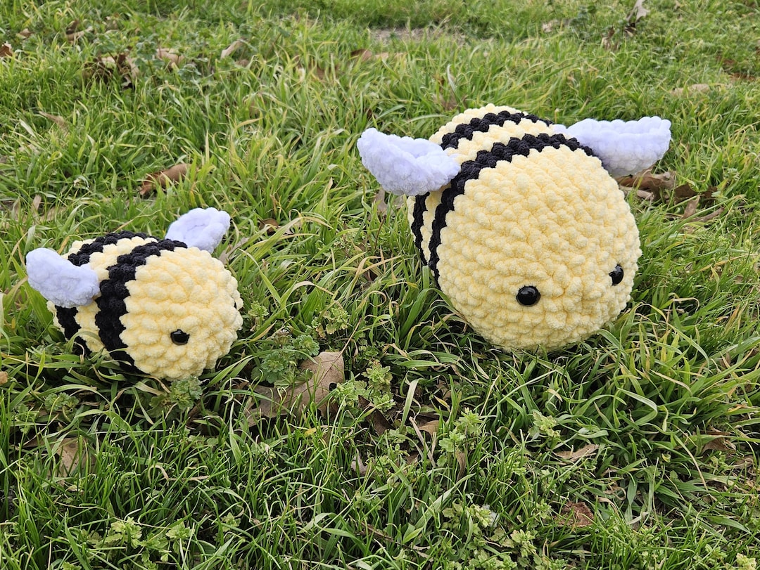 Chunky Handmade Crochet Bee Plushie | Soft Amigurumi Stuffed Bee in ...