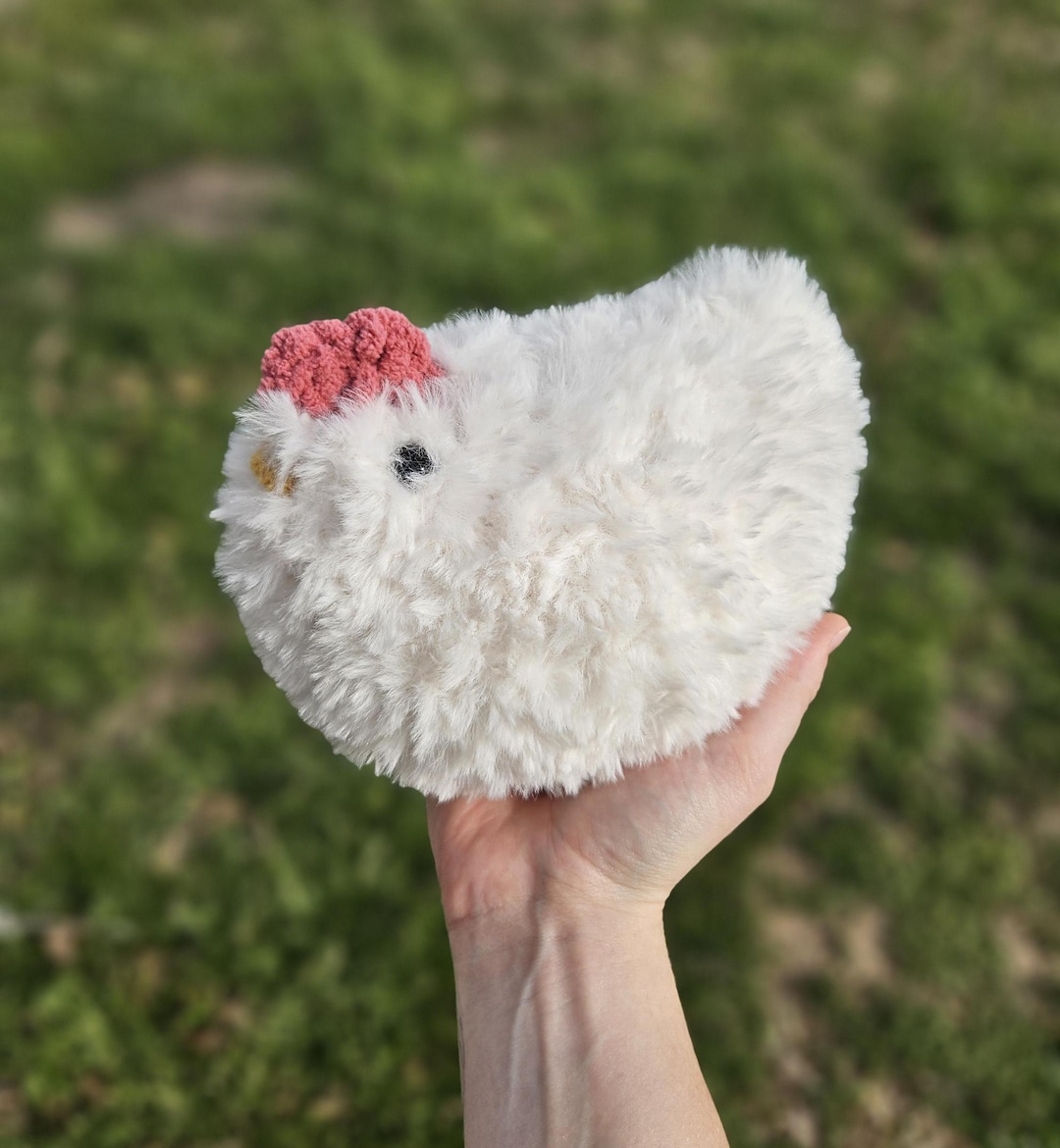Handmade Fluffy White Chicken Plushie | Fluffy Crochet Chicken | Soft ...