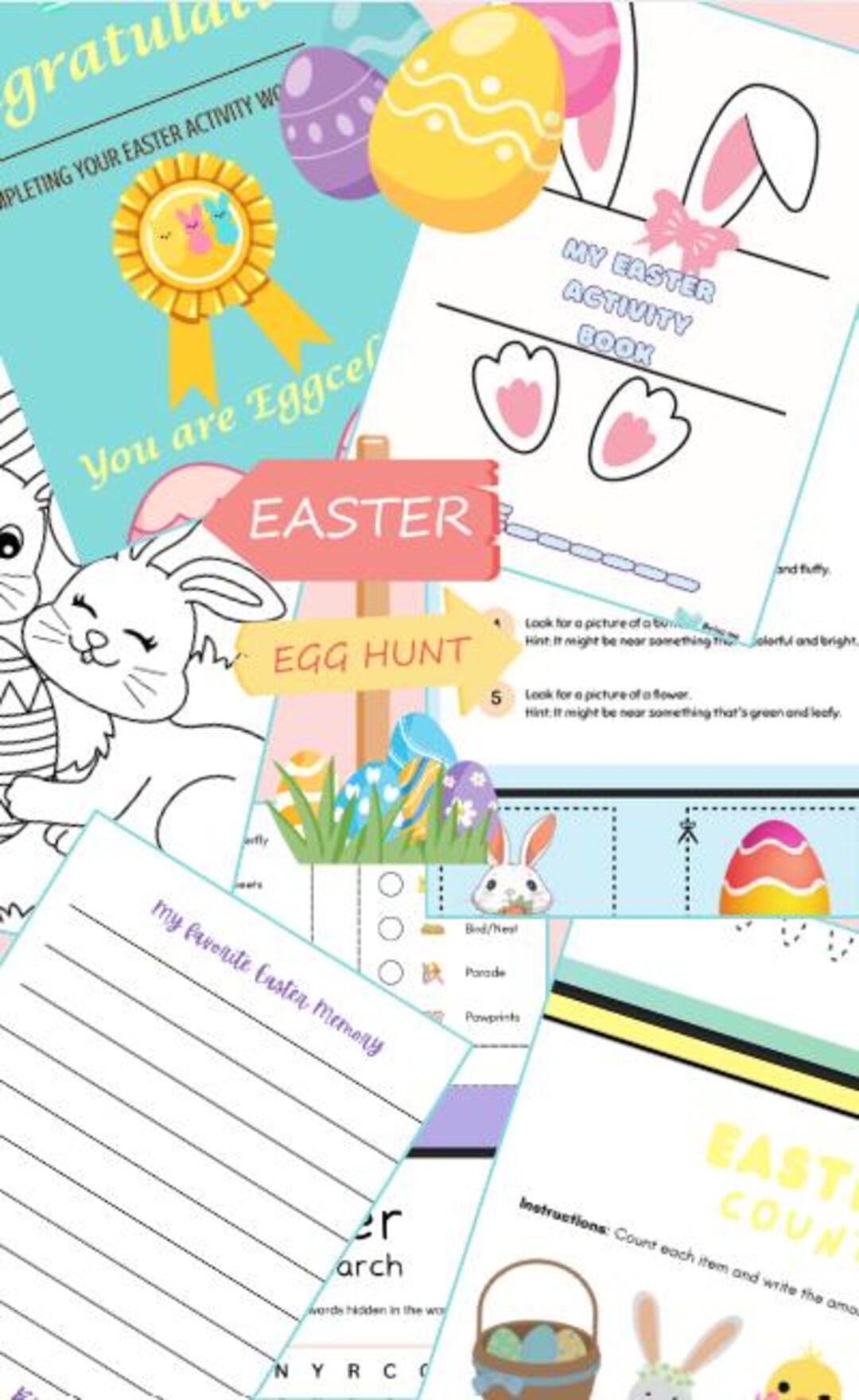 Easter Activity Workbook for Kids - Printable Fun Sheets, Puzzles ...