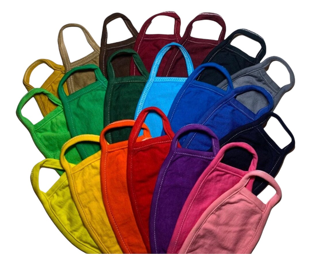 Solid Color Face Masks, 100% Cotton, 3-layers, Soft, Comfortable ...