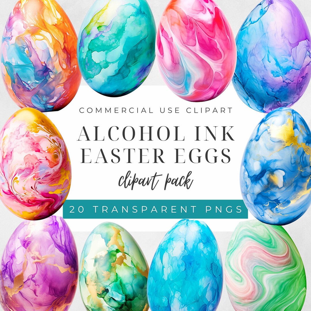 Easter Eggs Clipart Alcohol Ink Cute Colorful Pastel Rainbow Painted ...