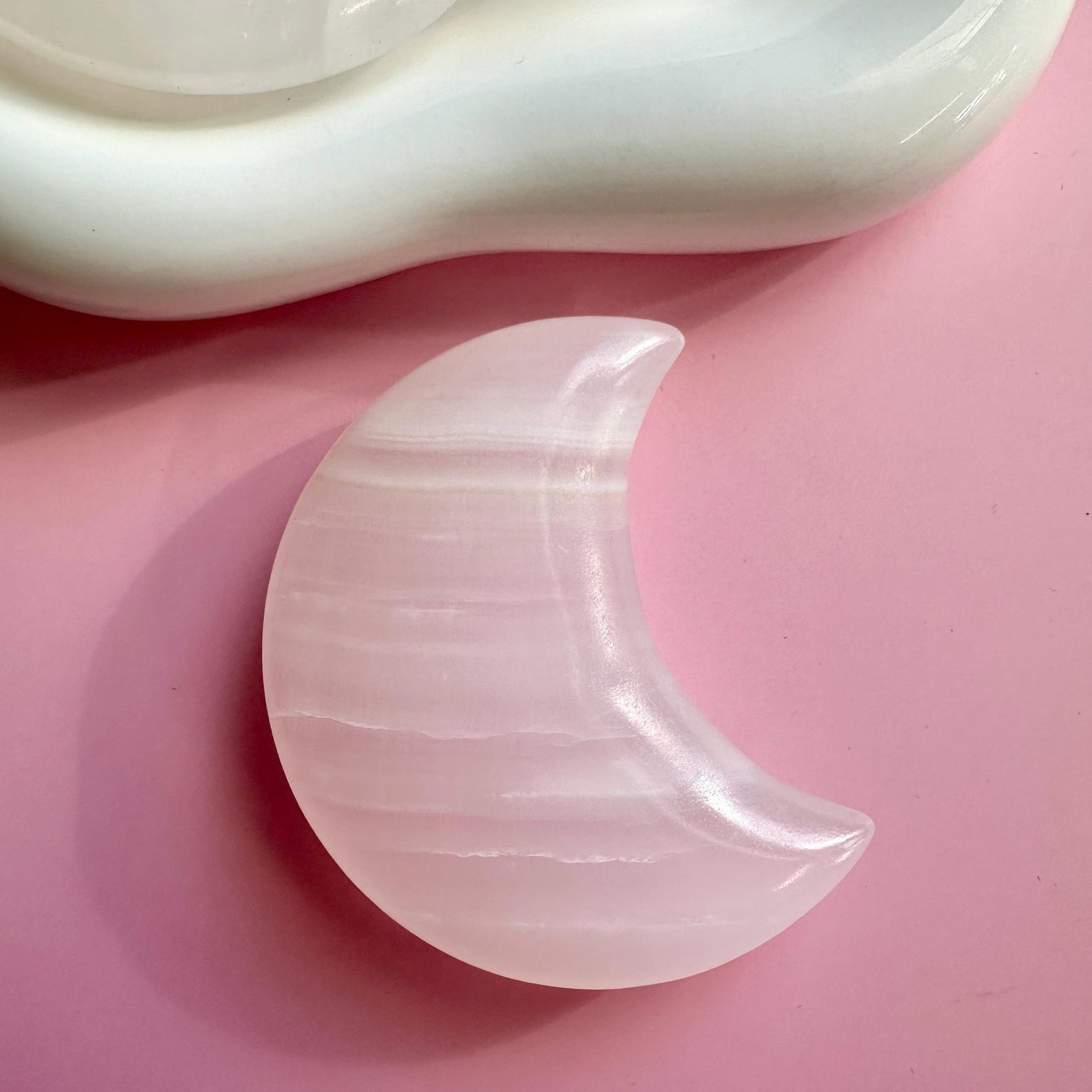 Pretty UV Reactive Pink Mangano Calcite Crecent Moons, Crystal Gifts ...