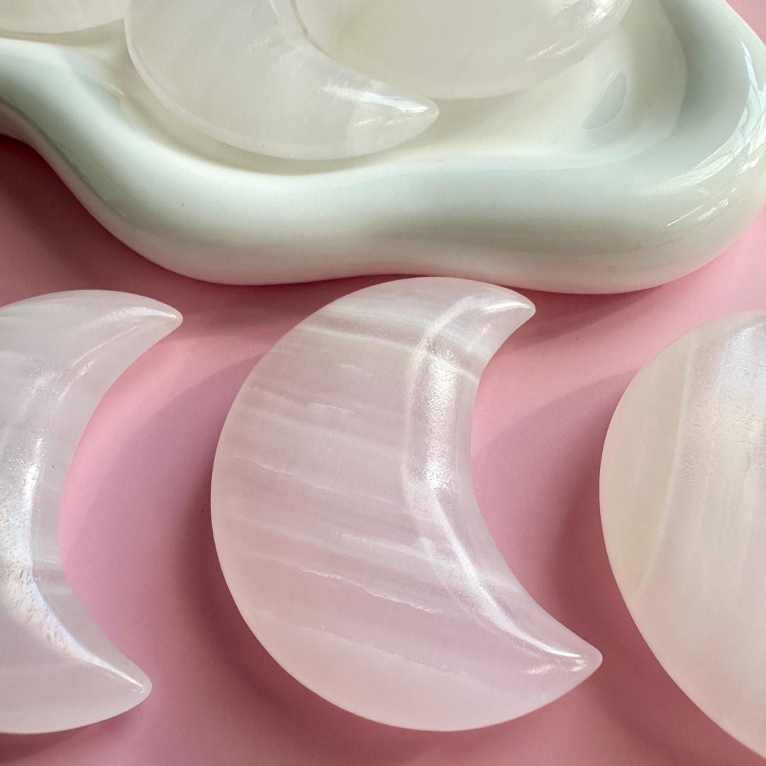 UV Reactive Pink Mangano Calcite Crecent Moons - Etsy