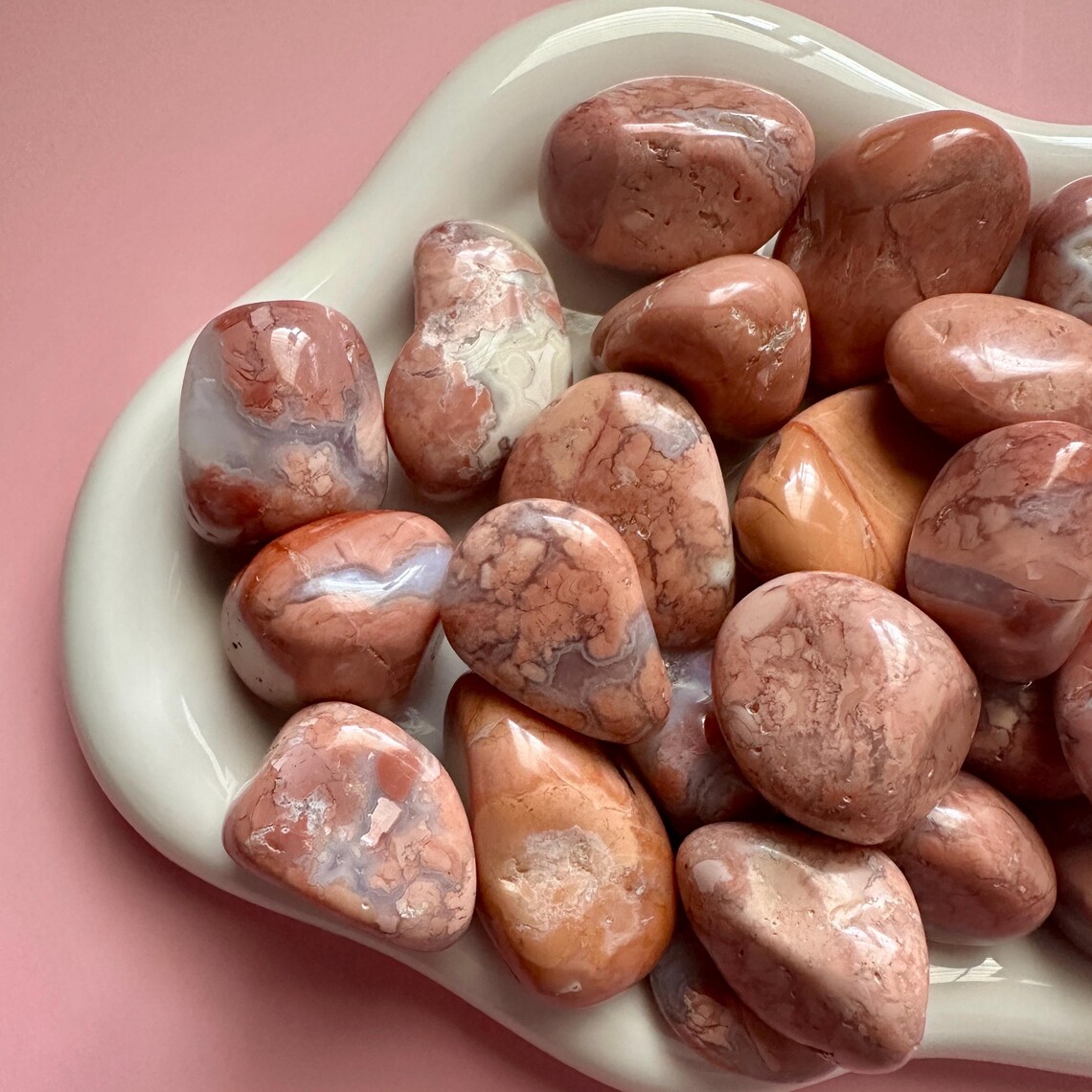 Pretty Cotton Candy Pink Agate Tumbles, Pocket Stones, Crystal Gifts - Etsy
