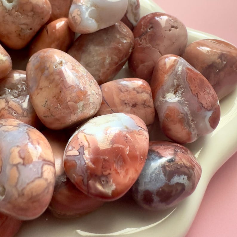 Pretty Cotton Candy Pink Agate Tumbles, Pocket Stones, Crystal Gifts - Etsy