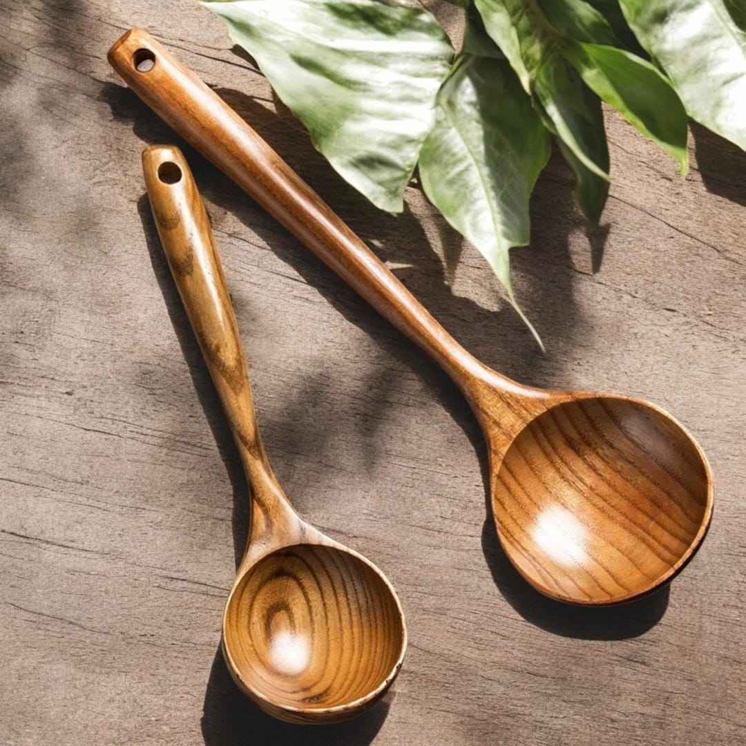 Handcrafted Wooden Ladle- Rustic Soup Spoon, Eco-friendly Cooking ...
