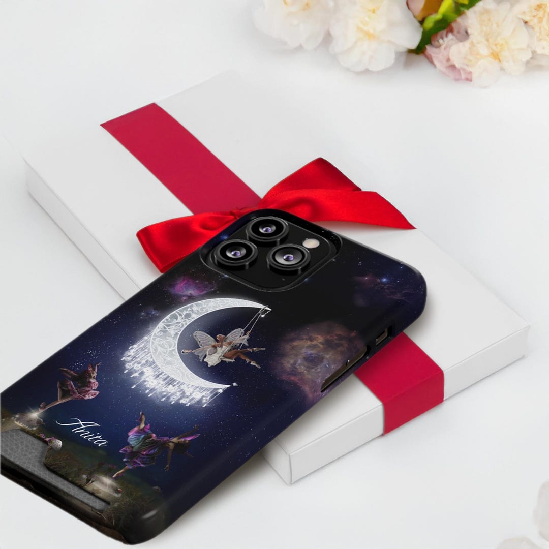 Enchanted Moonlight Fairy Phone Case With Card Holder, Fantasy Gift ...