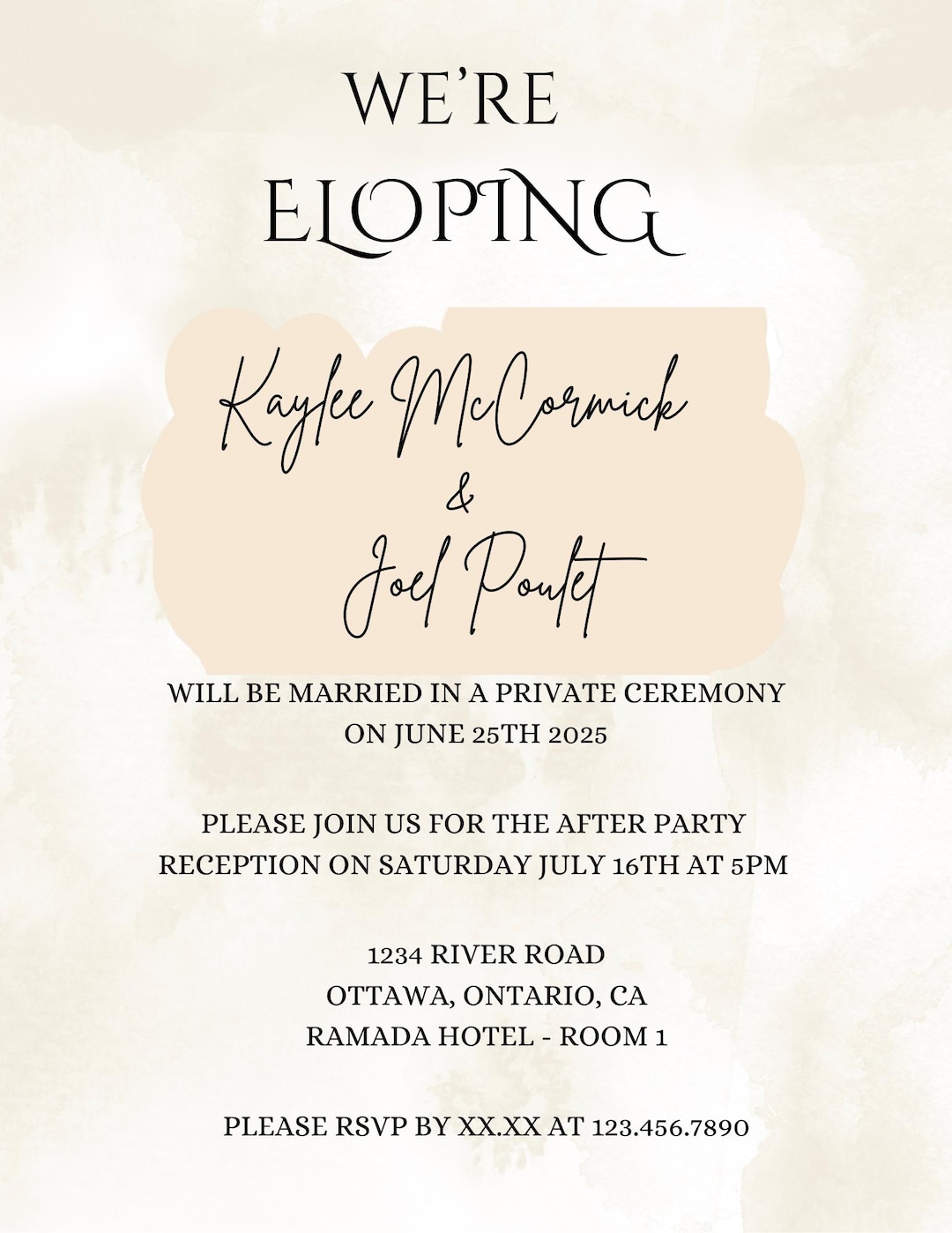 Editable We're Eloping Announcement Invitation After Party Reception ...