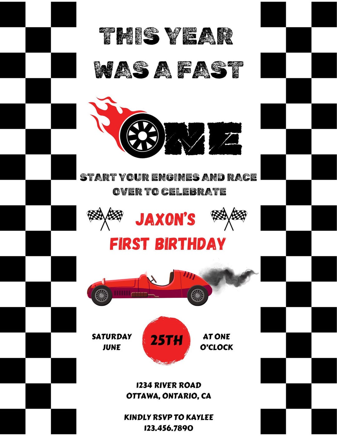Editable This Year Was a Fast One First Birthday Party Invitation ...