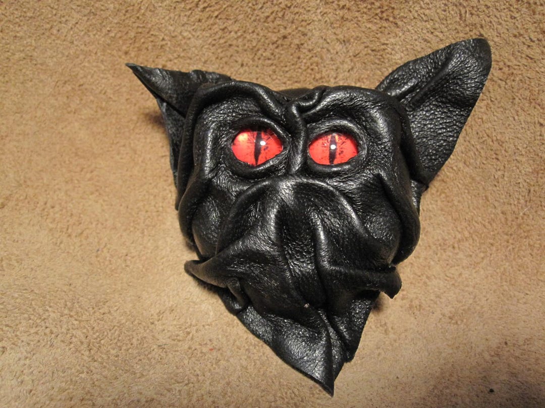 Grichel Leather Magnet Black With Magma Red Slit Pupil Eyes - Etsy
