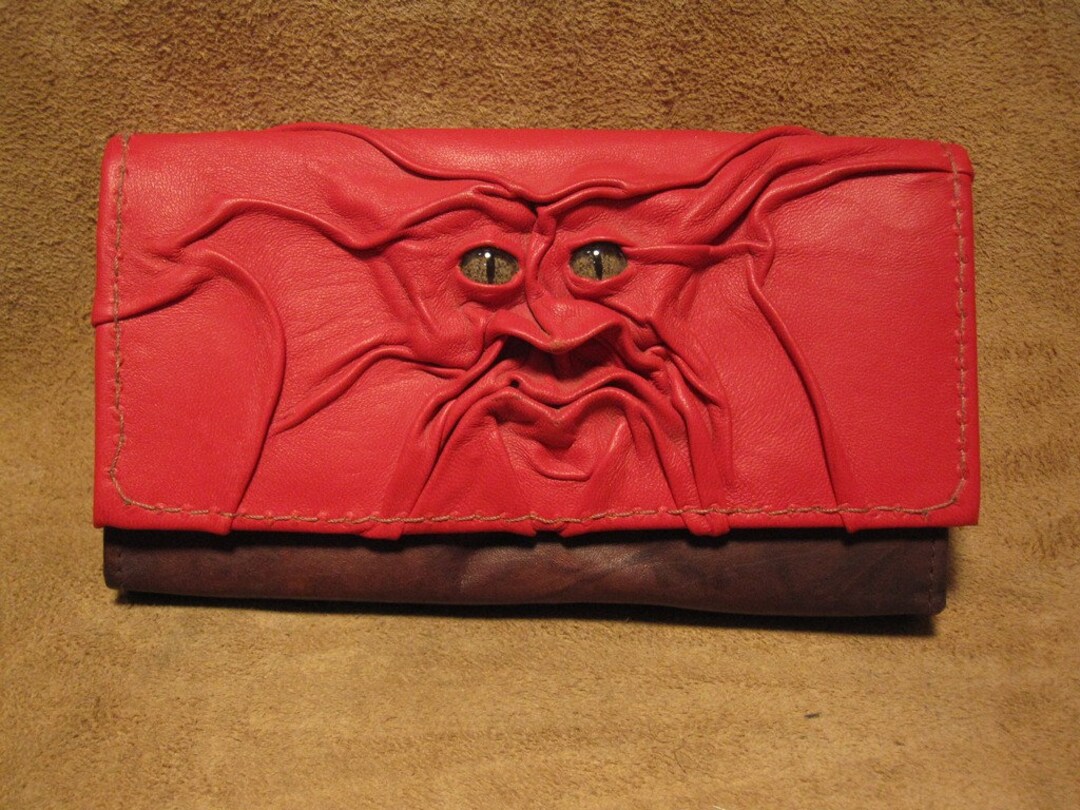 Grichels Leather Ladies Wallet Red With Bronze Speckled Slit Pupil ...