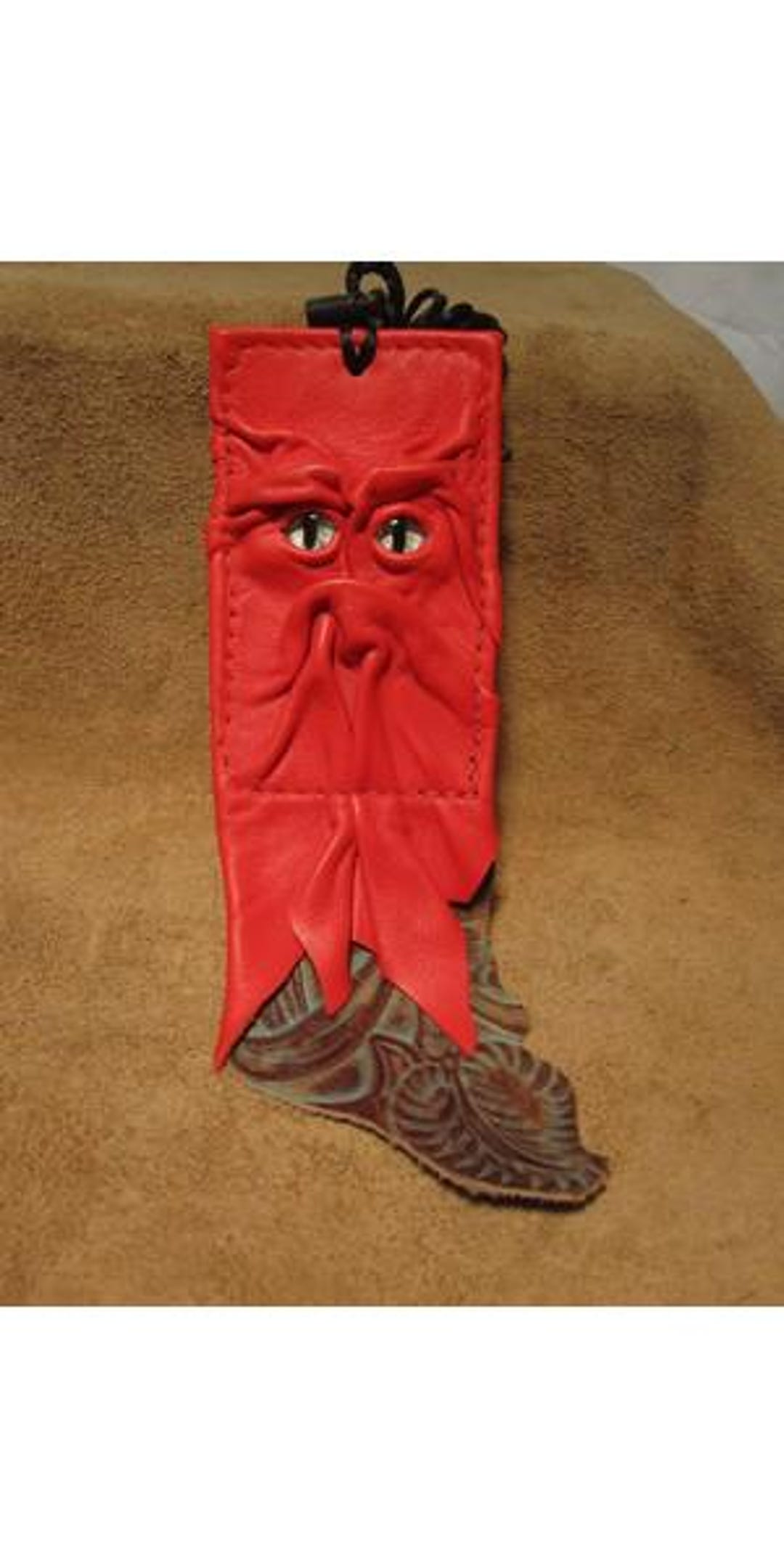 Grichels Leather ID Card Holder - Red With Teal Slit Pupil Eyes, Teal ...