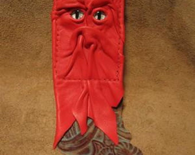 Grichels Leather ID Card Holder - Red With Teal Slit Pupil Eyes, Teal ...