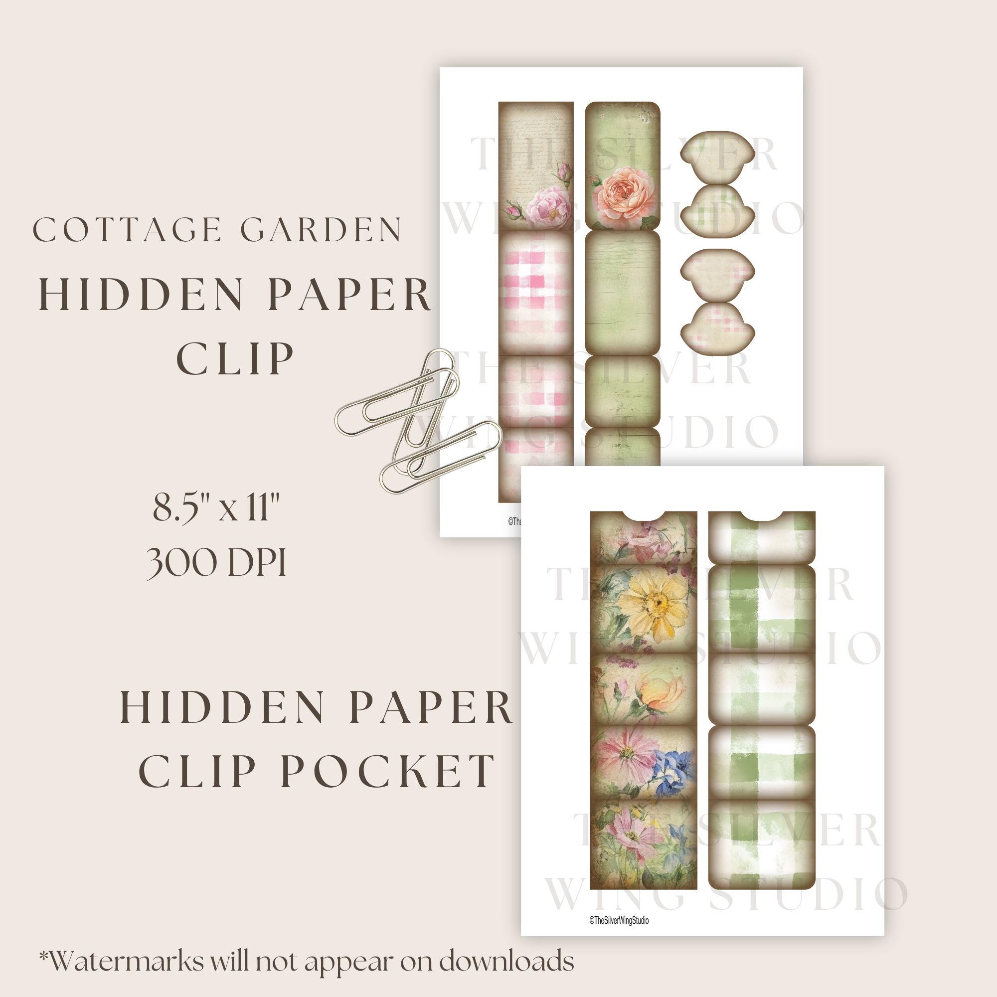 Cottage Garden Hidden Paper Clips, Floral Hidden Pocket, Junk Journal ...