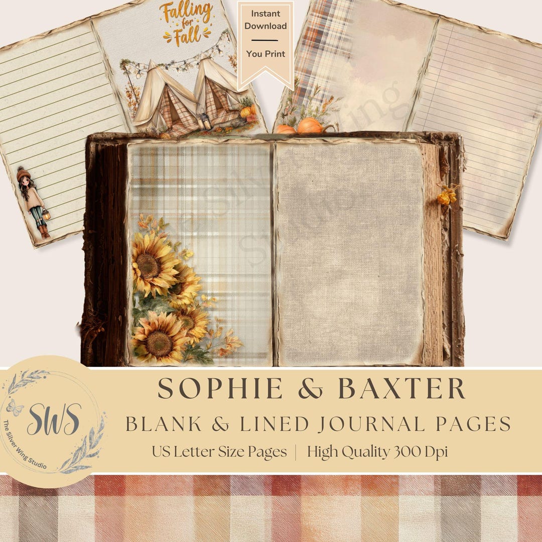 Fall Blank and Lined Journal Pages: Sophie & Baxter Journal Paper ...