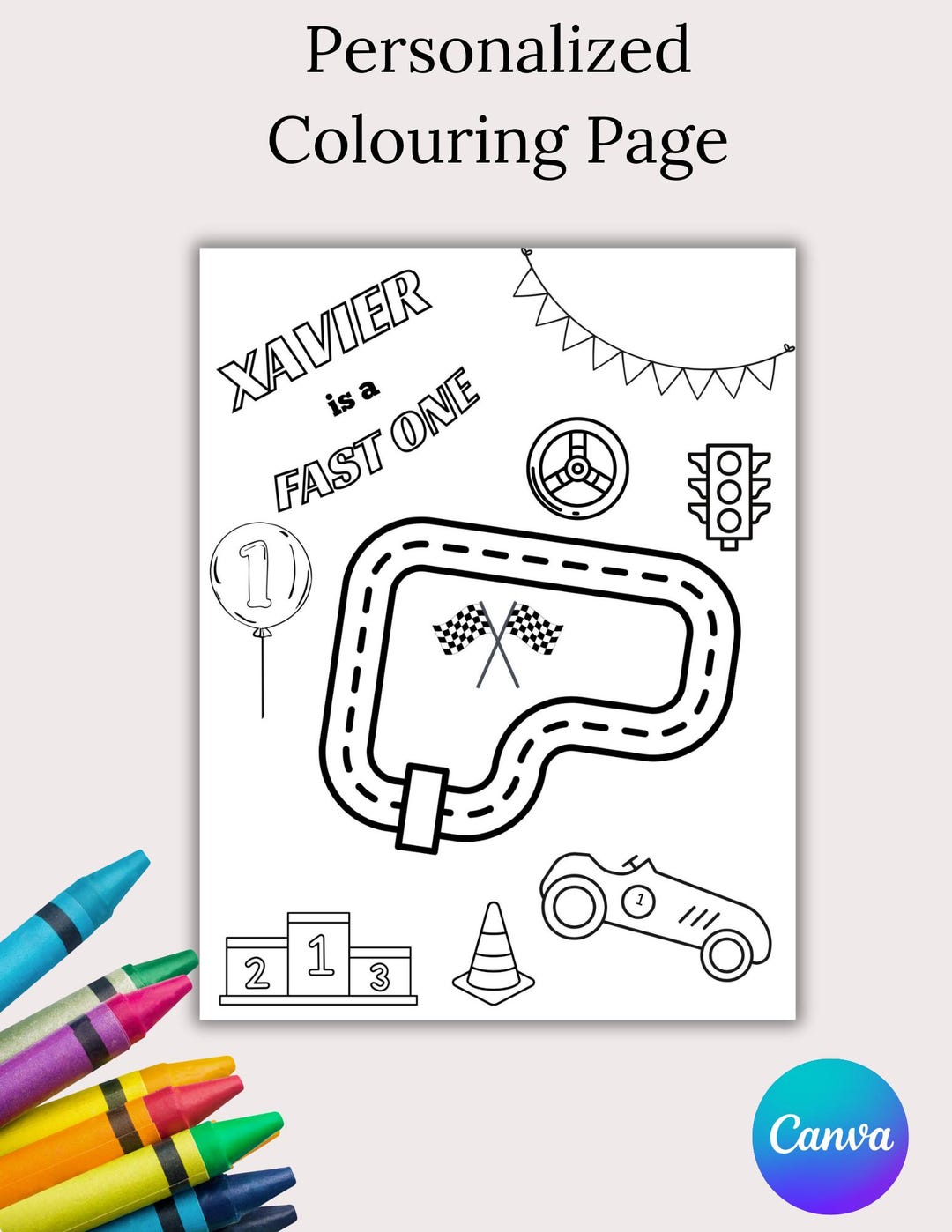 Fast One Colouring Pages, Race Car Activity Pages, Fast One Birthday ...