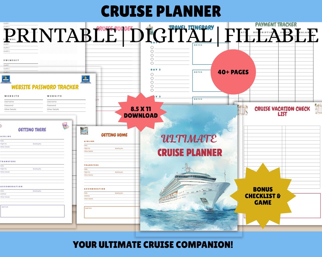 Cruise Planner Printable – Digital Cruise Vacation Organizer | Packing ...