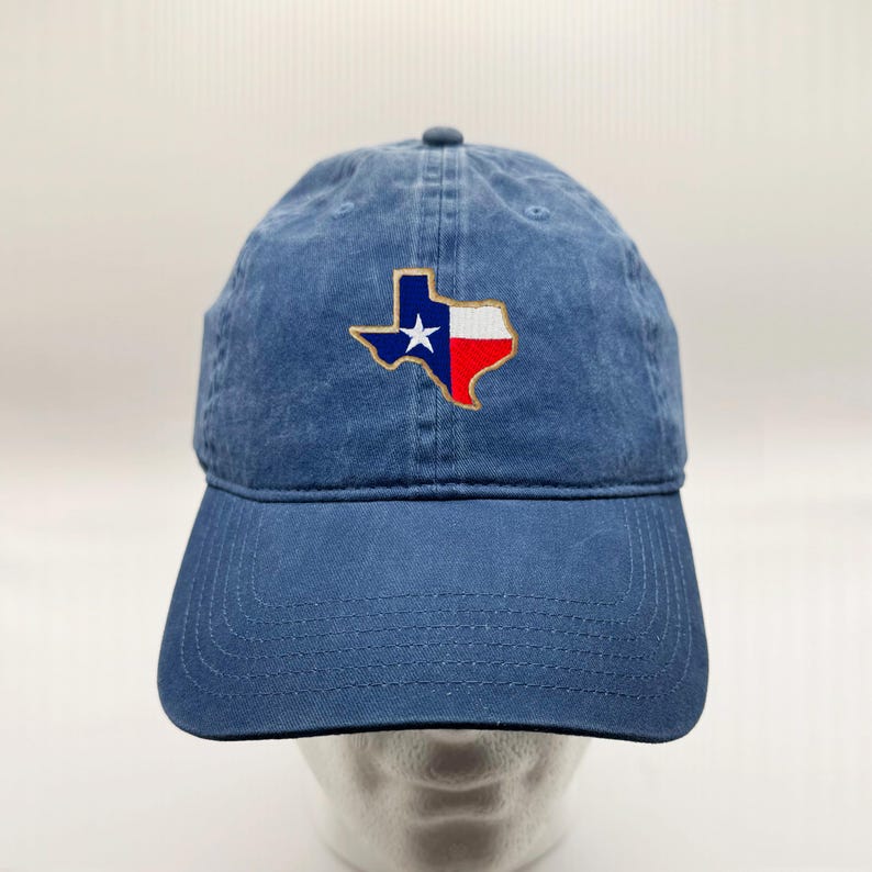 Texas State Flag Design With Map Outline Embroidered Washed Cotton Hat ...