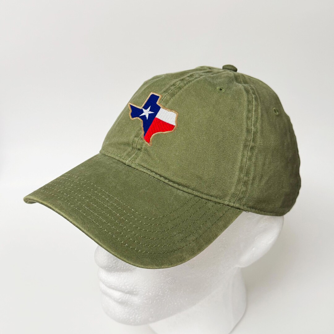Texas State Flag Design With Map Outline Embroidered Washed Cotton Hat ...