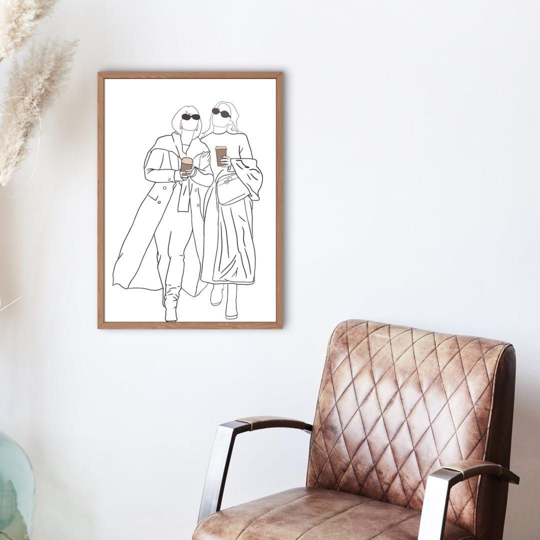 Besties Line Art | Digital Art (digital Download Only) | Home Decor ...