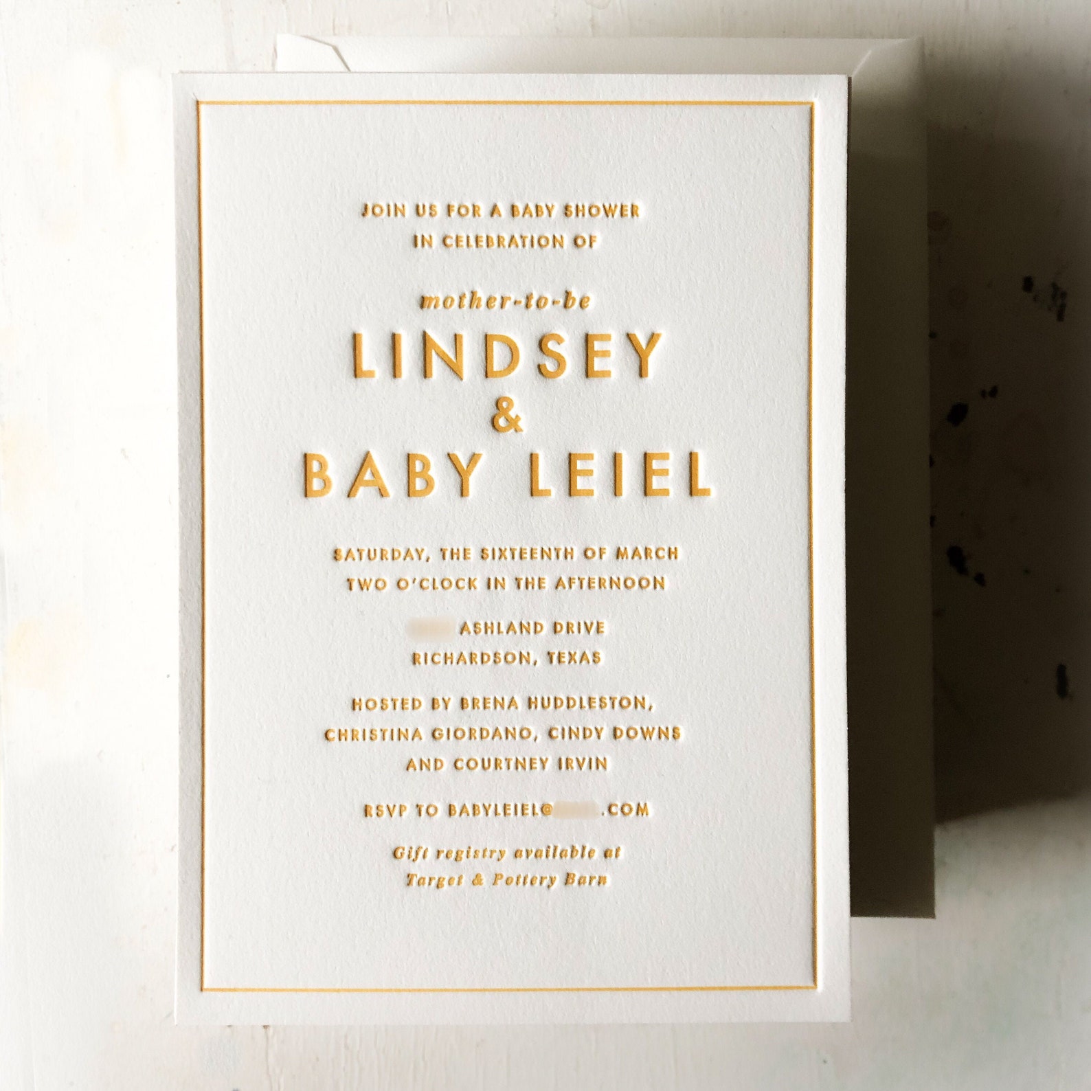 Modern Border Letterpress Shower Invitations - Etsy