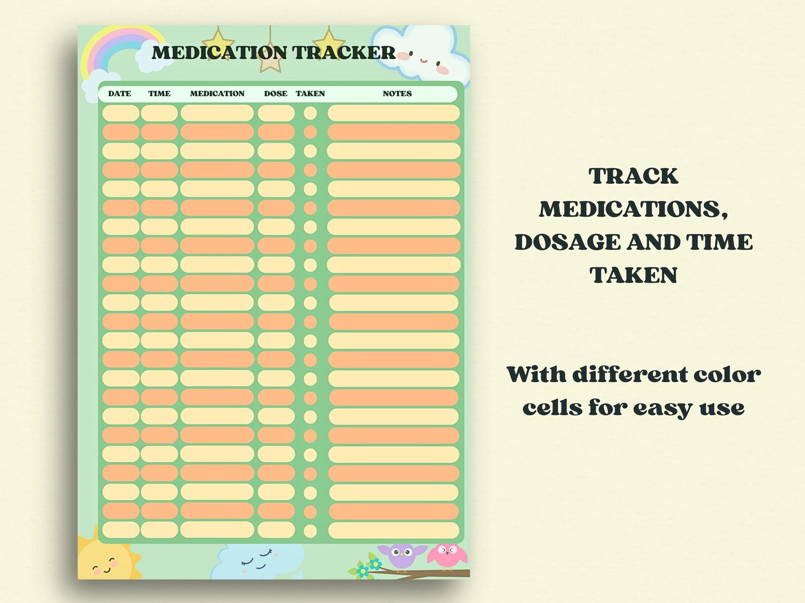 Printable Medication Tracker for Kids: Daily Medicine Log (digital ...