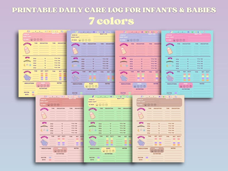 Printable Baby Care Log: Daily Infant Tracker (A4/A5/US Letter) (PDF ...
