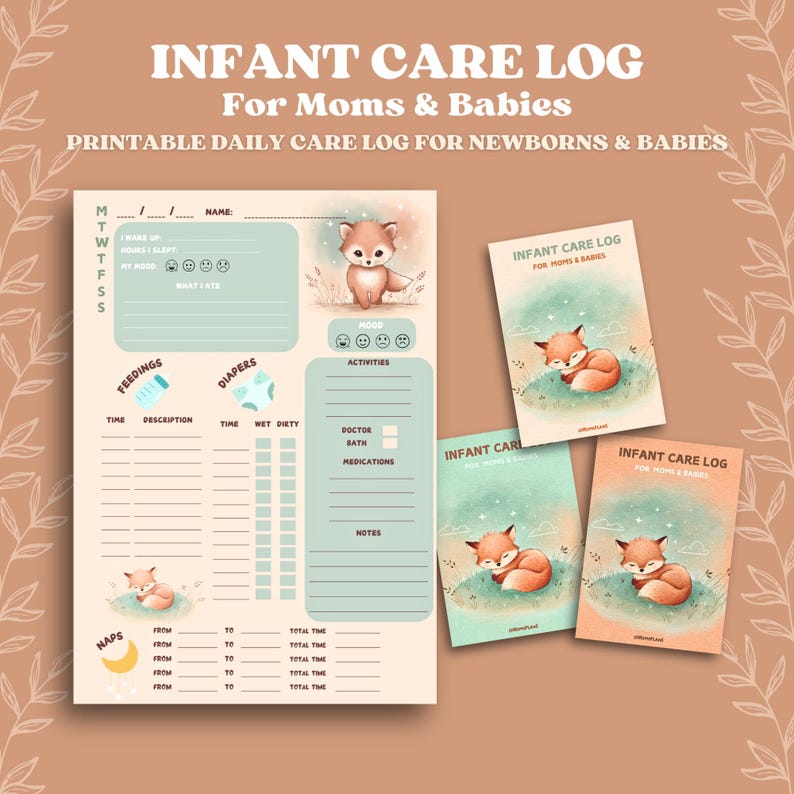 Printable Baby Care Log: Fox Design, Daily Tracker (PDF) - Etsy