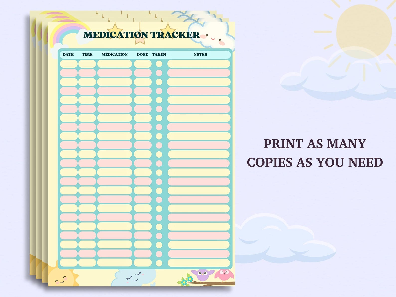 Printable Medication Tracker for Kids: Daily Medicine Log (digital ...
