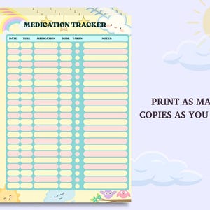 Printable Medication Tracker for Kids: Daily Medicine Log (digital ...