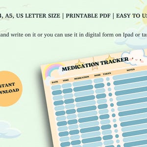 Printable Medication Tracker for Kids: Daily Medicine Log (digital ...