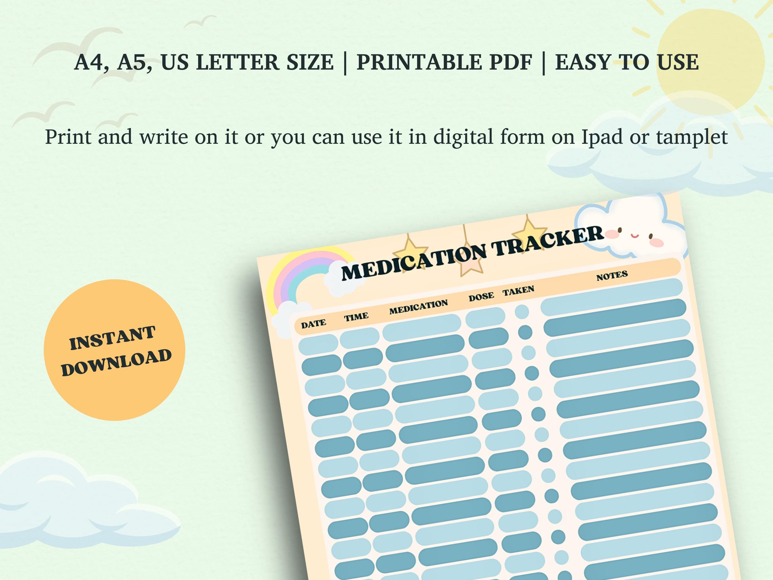 Printable Medication Tracker for Kids: Daily Medicine Log (digital ...